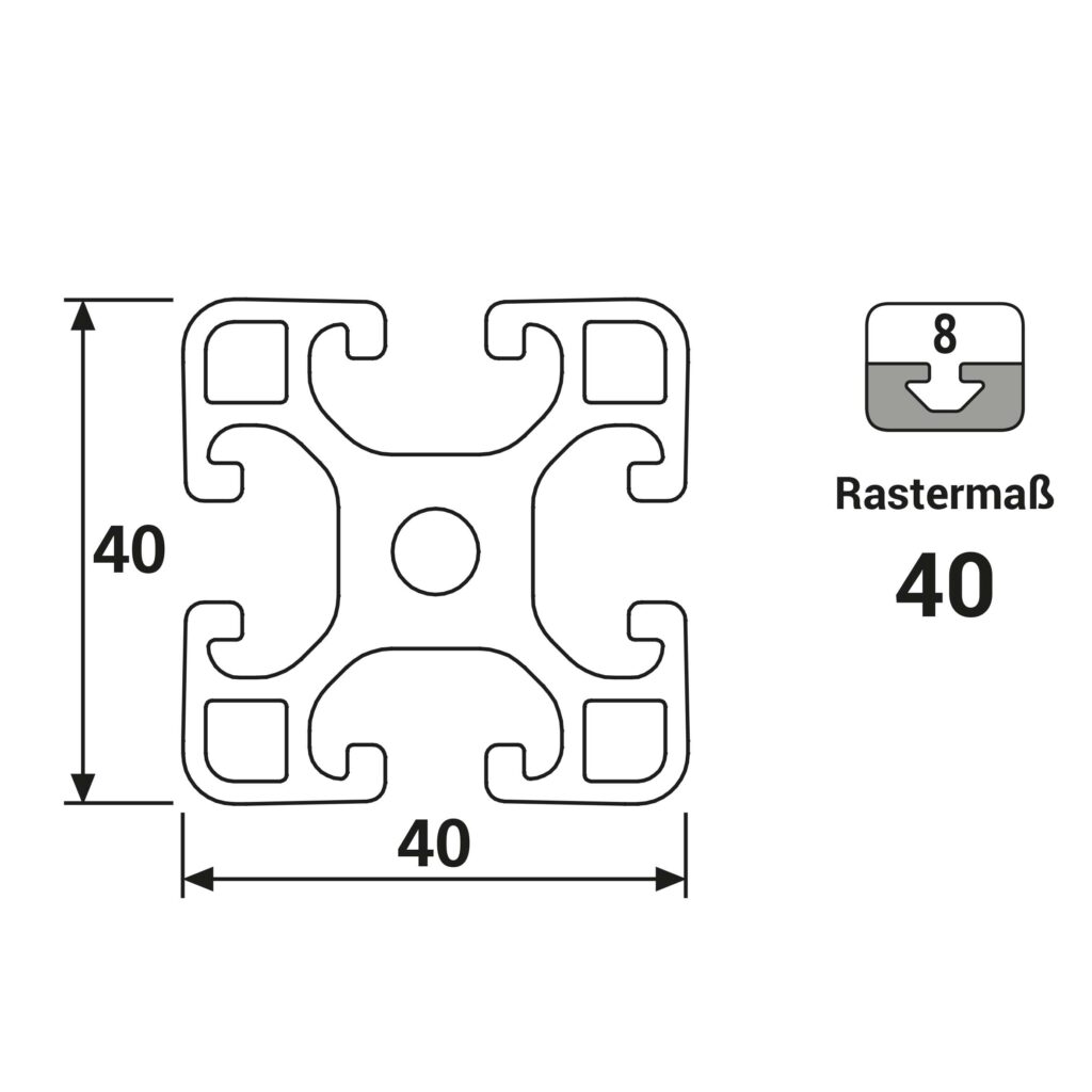 Aluminiumprofil Item Profil 40x40 Zuschnitt Nut 8 Item kompatibel