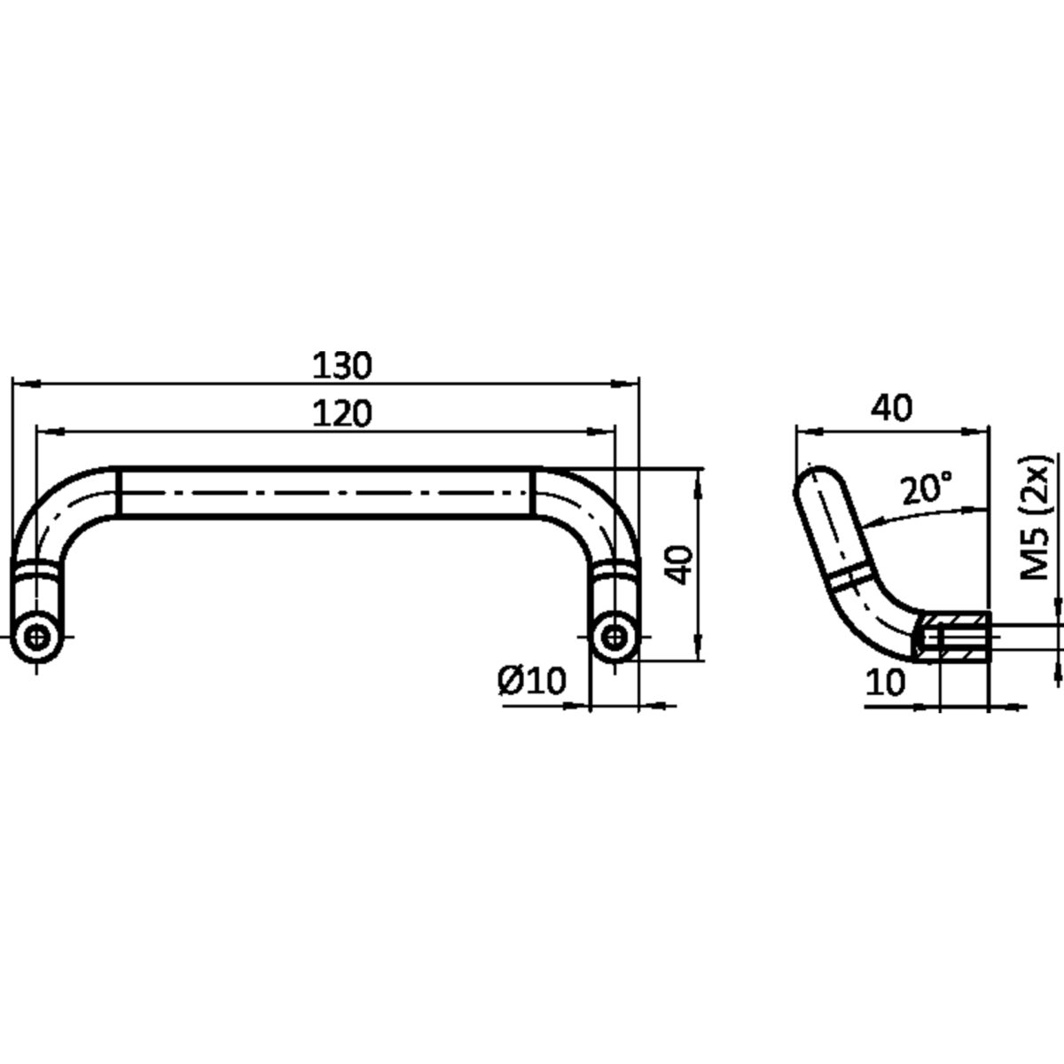 Handgriff AL 120 gebogen - LP Montagetechnik GmbH