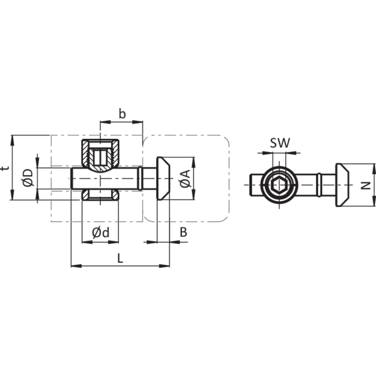 Zentralverbinder B Universal, Nut 10 - LP Montagetechnik GmbH