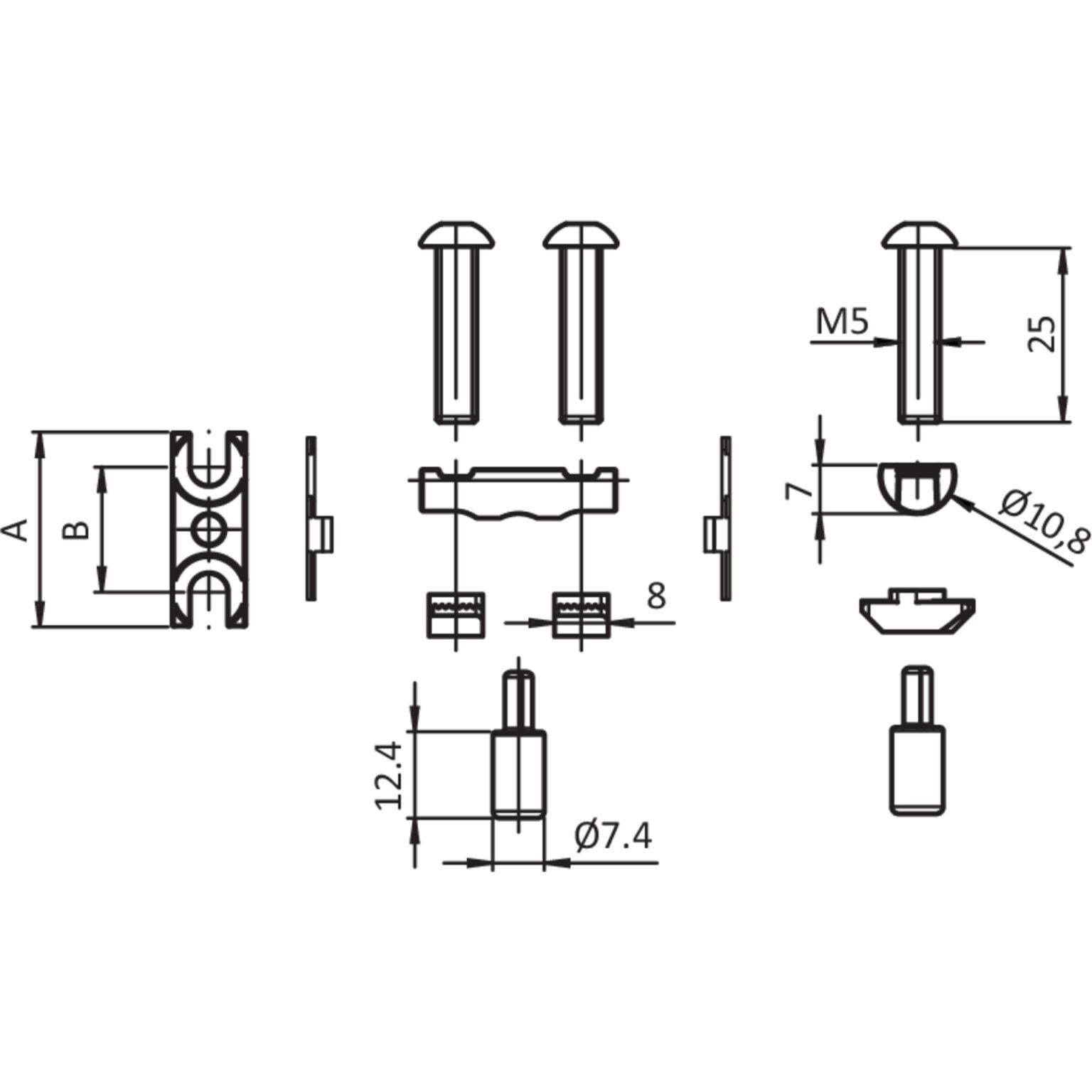 Bolzenverbinder, Nut 8 / D=11 - LP Montagetechnik GmbH